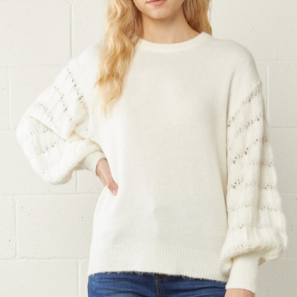 entro | Sweaters | Entro Long Sleeve Sweater With Textured Puff Sleeve ...